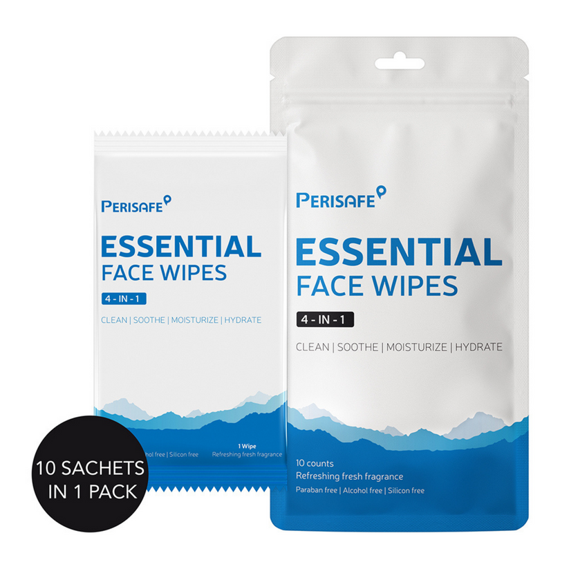 Perisafe Essential 4-IN-1 Face Wet Wipes- Pouch of 10 individually wra