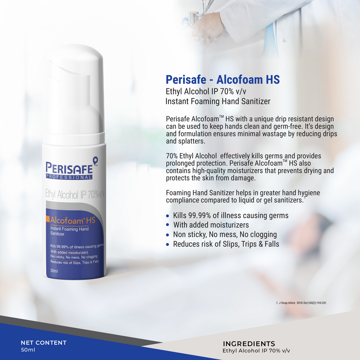 Perisafe Professional - Alcofoam HS 50ml - Ethyl Alcohol Foaming Hand