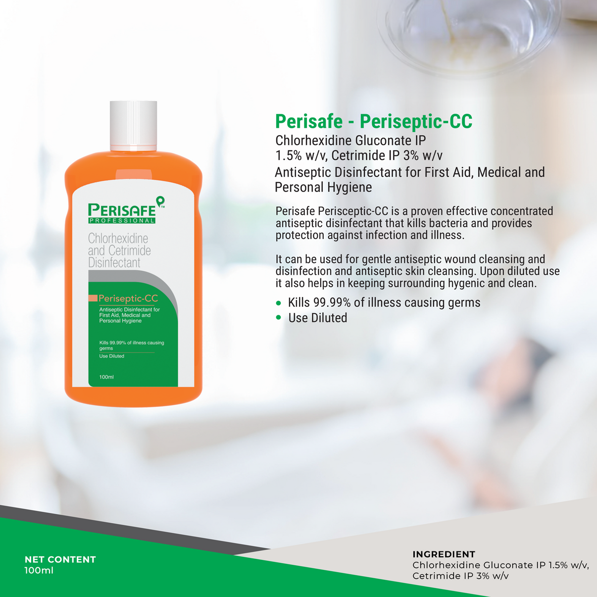 Perisafe - Periseptic-CC - Antiseptic Disinfectant for First Aid, Medi